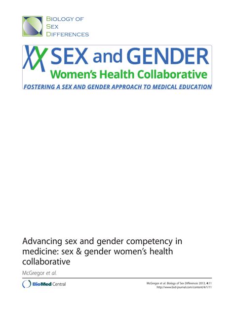 Pdf Advancing Sex And Gender Competency In Medicine Sex And Gender