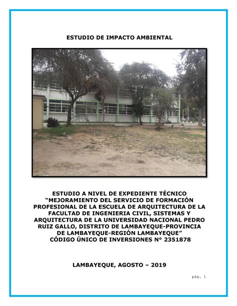 Eia Facult Arquitectura Lev Observ Final Estudio De Impacto