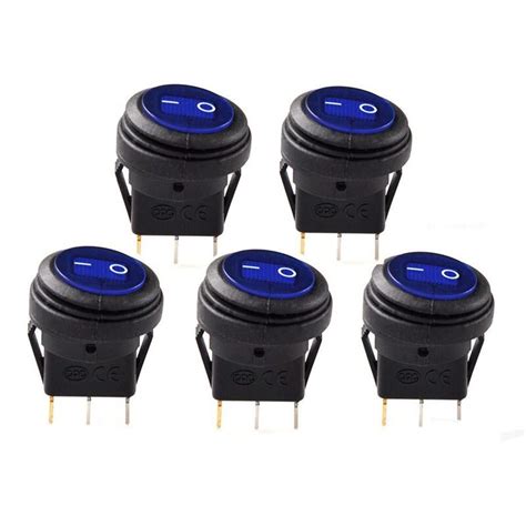 5 Pcs 12v 20a Waterproof Round On Off Rocker Switc Vicedeal