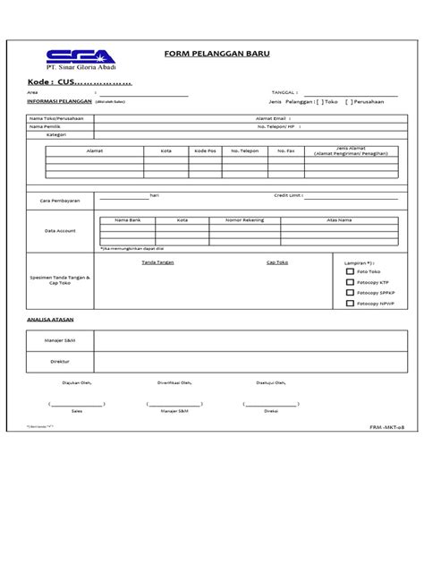 Form Pelanggan Baru Pdf