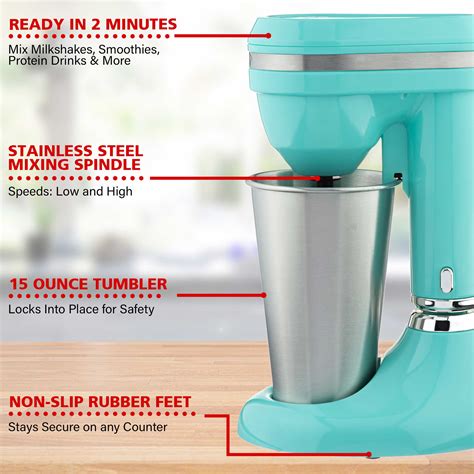 Brentwood Sm 1200b 15oz Classic Milkshake Maker Blue Brentwood