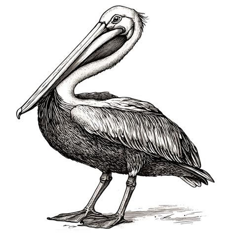 Detailed Pen And Ink Drawing Of A Brown Pelican Stock Illustration