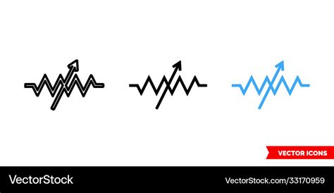 Variable Resistor Symbol Icon 3 Types Color Vector Image