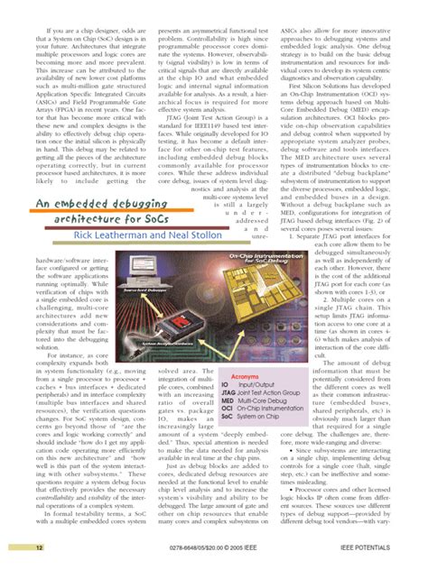 An Embedding Debugging Architecture For Socs Pdf System On A Chip Multi Core Processor