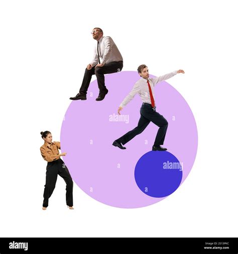 Poster Contemporary Art Collage Group Exploring Statistic Graph Symbolizing Adaptive