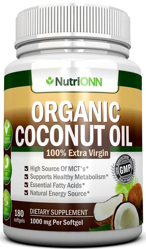 Organic Coconut Oil Capsules 180 Softgels 4000 Mg Daily Cold