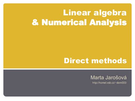 Pdf Linear Algebra And Numerical Analysis Direct Methods