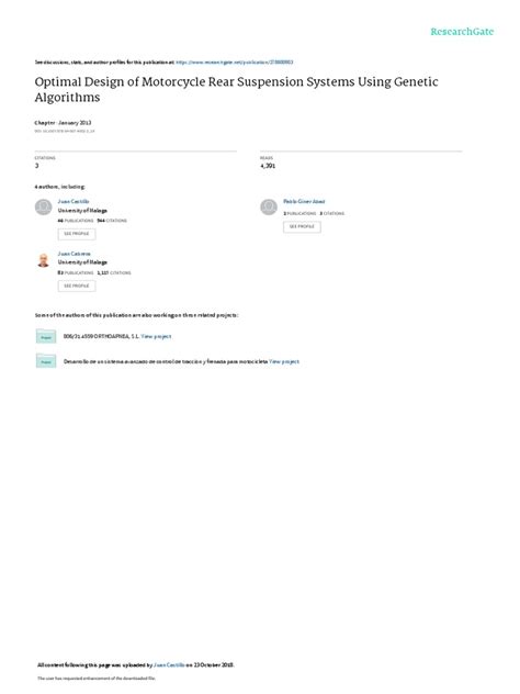 Optimal Design Of Motorcycle Rear Suspension Systems Using Genetic Algorithms Pdf