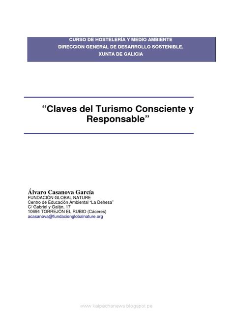 Claves Del Turismo Consciente Y Responsable Pdf Turismo