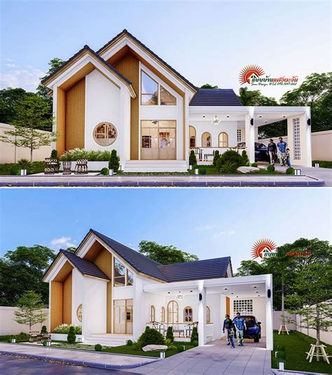 แบบบ้านสไตล์มินิมอล หลังคาจั่ว 3 ห้องนอน 2 ห้องน้ำ พื้นที่ใช้สอย 135