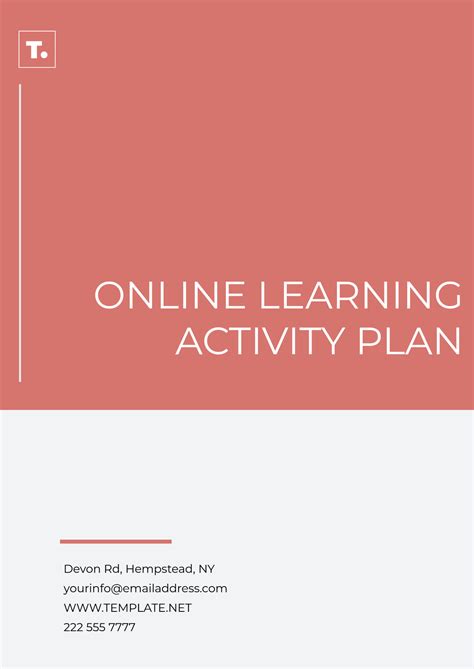 Free Activity Plan Template To Edit Online