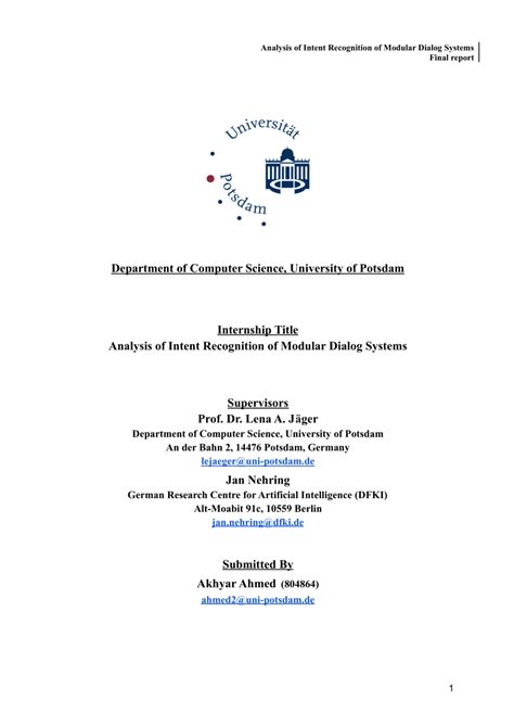 Pdf Analysis Of Intent Recognition Of Modular Dialog Systems