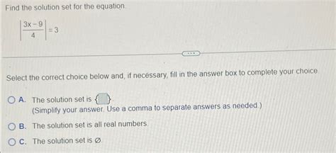 Solved Find The Solution Set For The