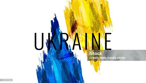 브러시 개념이 있는 우크라이나 국기 그런 지 스타일의 우크라이나의 국기 우크라이나를 위해 기도해 주십시오 손으로 그린 브러시