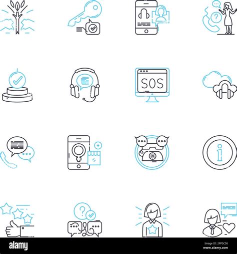 Support Aid Linear Icons Set Assistance Comfort Encouragement Compassion Empathy