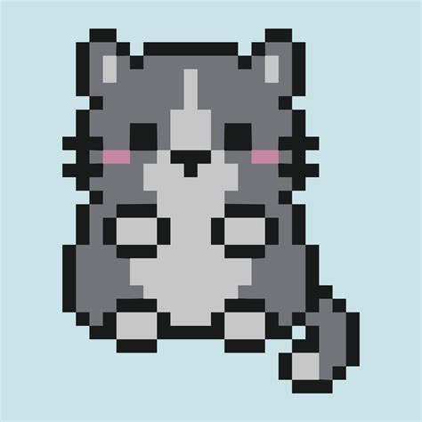 Cute Pixel 8 Bit Cat Isolated On Blue Background 15435020 Vector Art At