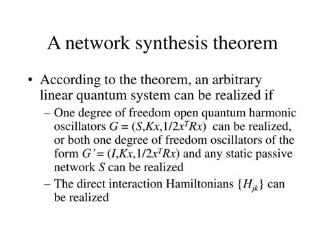 Ppt Network Synthesis Of Linear Dynamical Quantum Stochastic Systems Powerpoint Presentation