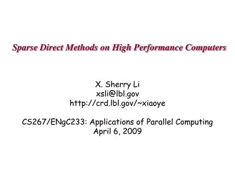 Ppt Sparse Direct Methods On High Performance Computers Powerpoint