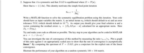 Suppose That A Is Symmetric And That DAD Is Chegg Com