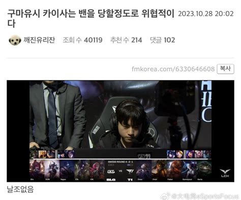 웨이보 실시간 펨코 인기글로 극대노 중인 중국 Blg팬… 롤 리그 오브 레전드 에펨코리아