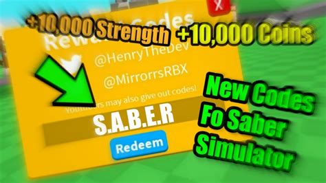All Codes In Saber Simulator Youtube
