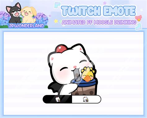 Animated Ff Moogle Twitch Emote Moogle Drinking Boba Twitch Overlay Stream Emote Discord
