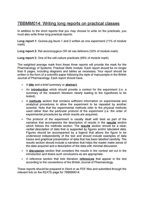 Guidance On Long Report Writing BBMM Writing Long Reports On Practical Classes In Guidance On Long Report Writing BBMM Writing Long Reports On Practical Classes In