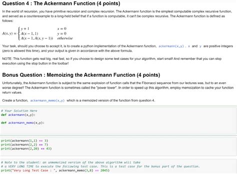 Solved Question 4 The Ackermann Function 4 Points In The
