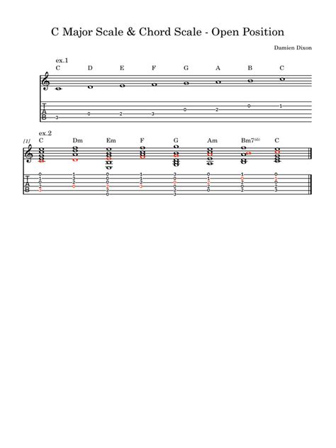 C Major Scale Chord Scale Open Position Pdf