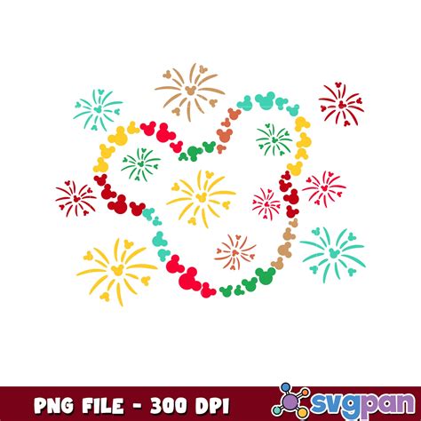 Colorful Mickey Fireworks Png Svgpan