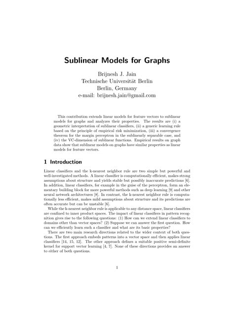 Pdf Sublinear Models For Graphs