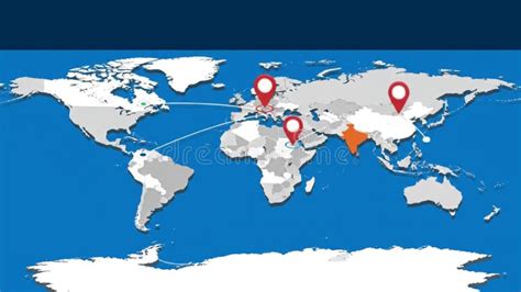 Global Network Connections Illustrated On A 3d World Map With Multiple Location Markers