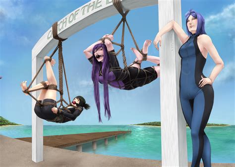 Rule 34 3girls Ball Gag Barefoot Bdsm Bodysuit Bondage Clothed Clothing Ecchinata Feet Female