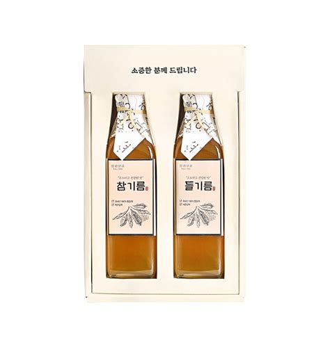 40년전통 결혼 명절 행사답례품 국산 참기름 들기름 300ml 선물세트 2구 성환상회 티몬