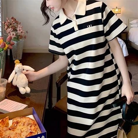 캐주얼 스트라이프 카라 루즈핏 원피스 Mfnc 040105 온채널