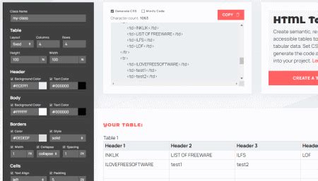 22 Best Free Online HTML Table Generator Websites