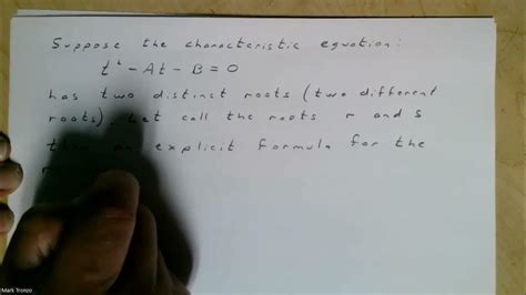 Discrete Math Explicit Formulas For Second Order Recurrence Relations Youtube