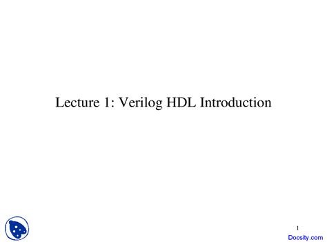 Verilog Hdl Introduction Computer Architecture And Design Lecture