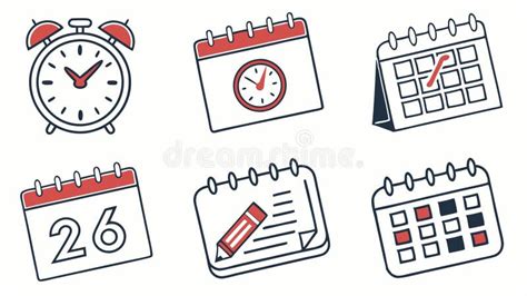 Clock And Calendar Icons Time Management For Schedule Designs Vector Design Generative Ai Stock