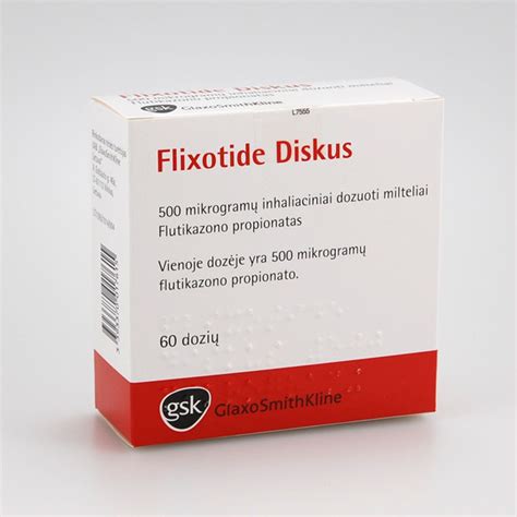 Flixotide Diskus 500 Mikrogramųdozėje Dozuoti įkvepiamieji Milteliai