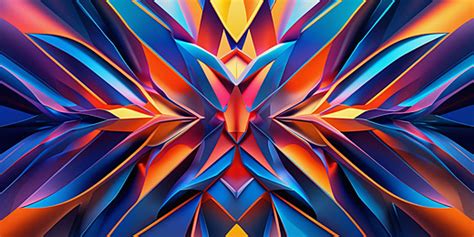 A Vibrant Abstract Design Featuring Sharp Overlapping Shapes In Shades