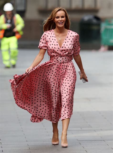 Amanda Holden In A Pink Heart Patterned Silk Dress London 04292020
