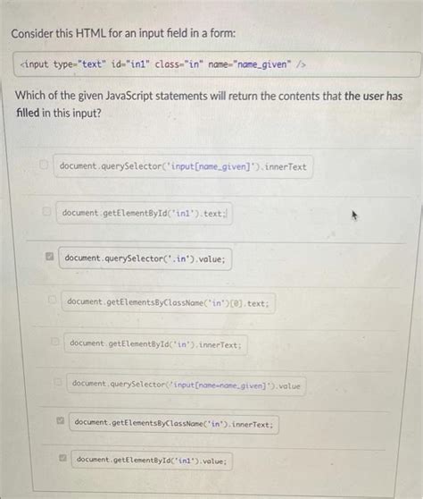 Solved Consider This HTML For An Input Field In A Form Chegg