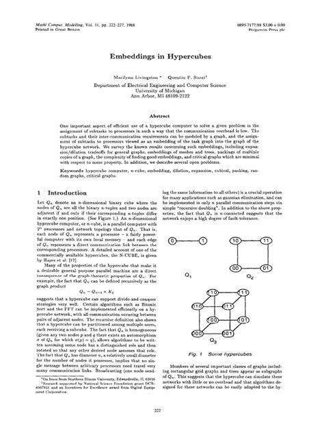 Embeddings In Hypercubes 1988 Mathematical And Computer Modelling Pdf Graph Theory