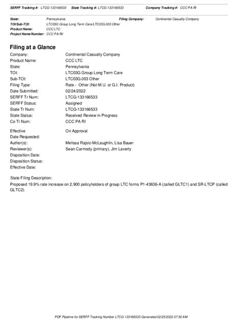 Fillable Online Serff Tracking Ltcg 133166533 Fax Email Print