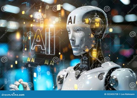 Cybernetic Robot With Glowing Ai Interface Futuristic Robotics Advanced Ai Technology High