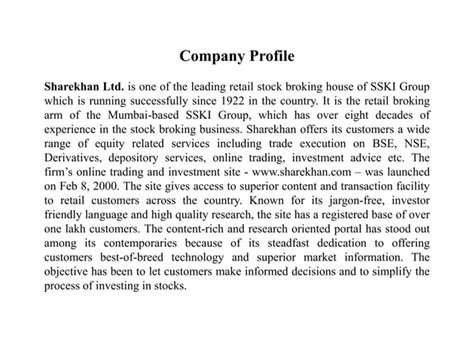 Sharekhan Pptx Business Business And Finance