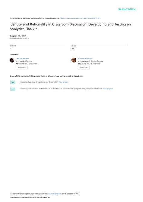 Pdf Identity And Rationality In Classroom Discussion Developing And Testing An Analytical