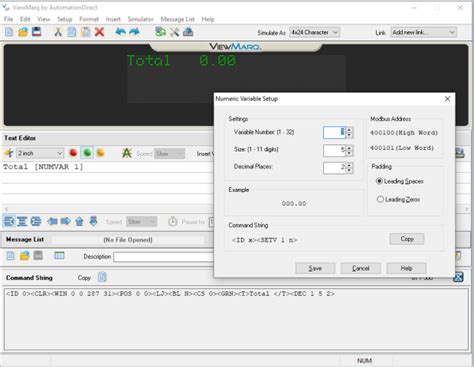 need help getting numeric variable from click basic cpu to viewmarq